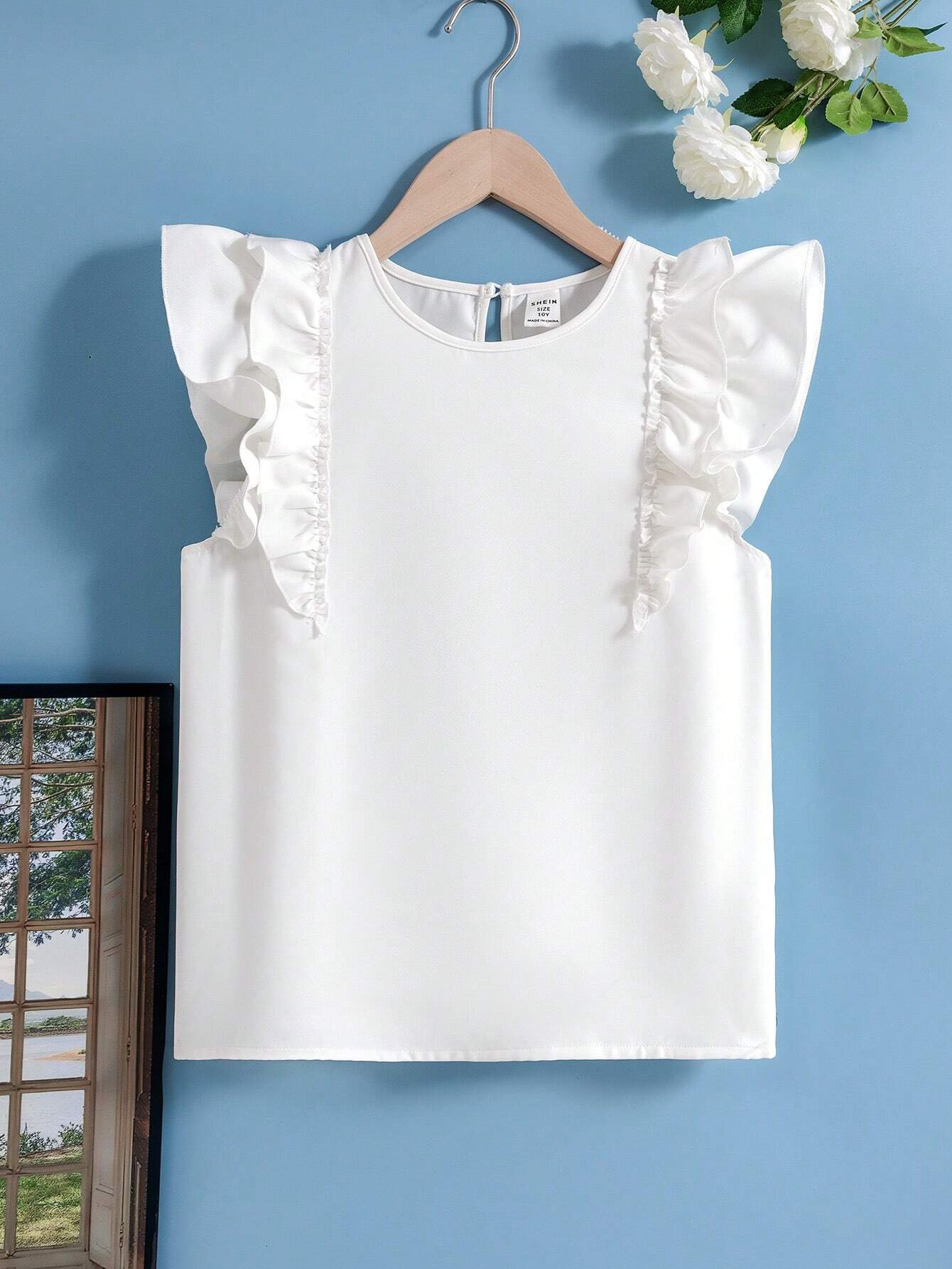 SHEIN Tween Girl Urban Chic Spring/Summer Solid Woven Shirt With Round ...