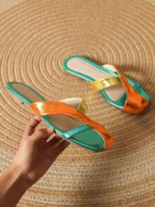 Summer Hollow Out Color Block Outdoor Breathable Anti-Slip Flat Loafers ...