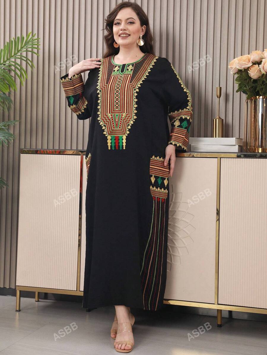 RAMADAN Heavy Embroidery Colorful Golden Embroidered Arab Women's ...
