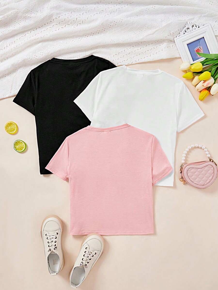 SHEIN ModeFlare Wear Tween Girl Casual Minimalist Portraits Printed ...