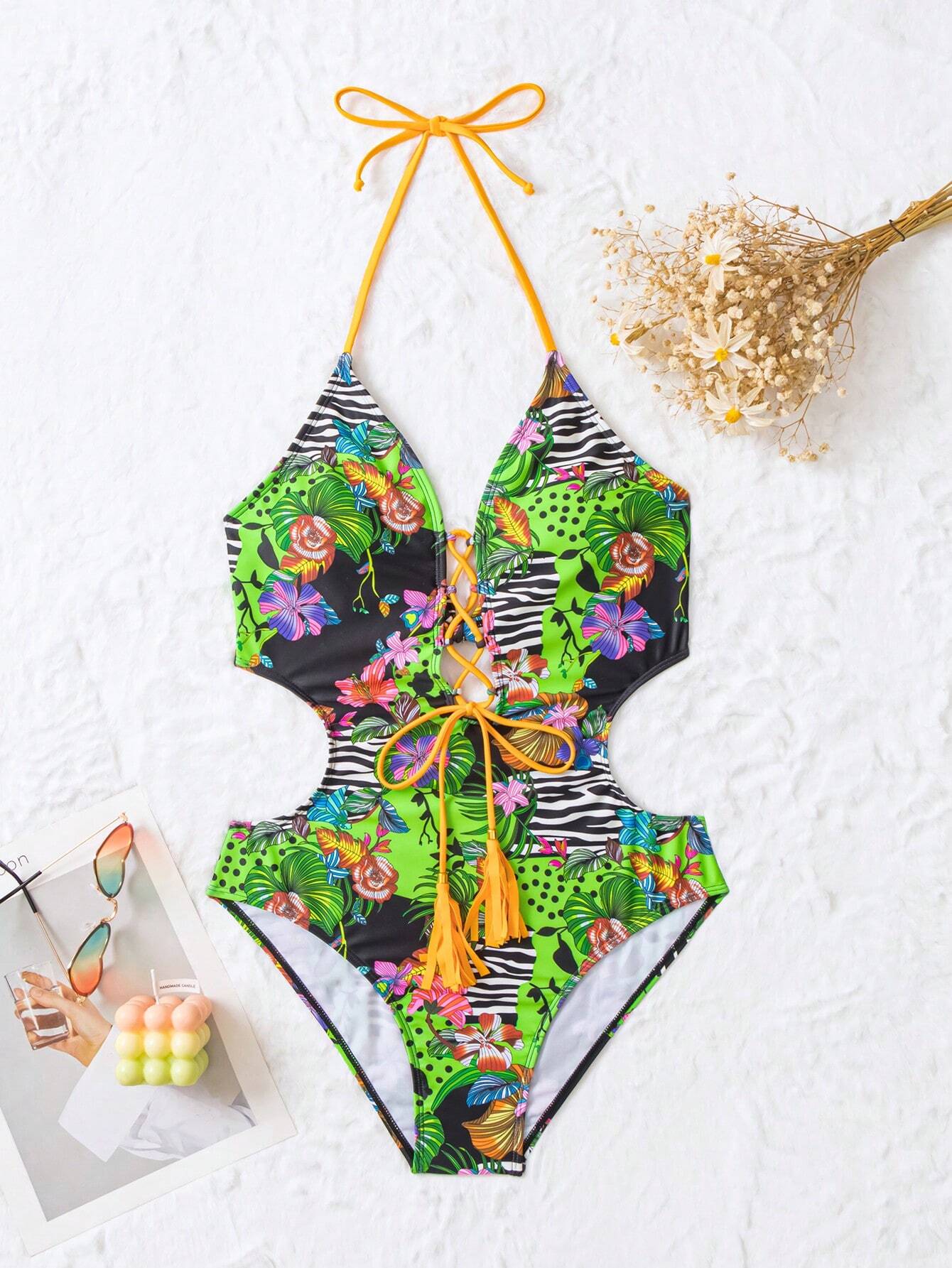 SHEIN Swim Vcay Maiô Feminino de Uma Peça para Praia Verão com ...