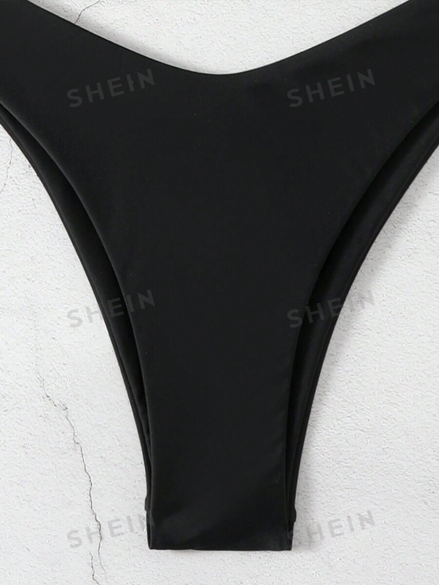 SHEIN Swim V-Neck Halter Bikini Set, Two Pieces Swimwear Bathing Suit Beach Outfit Summer ...