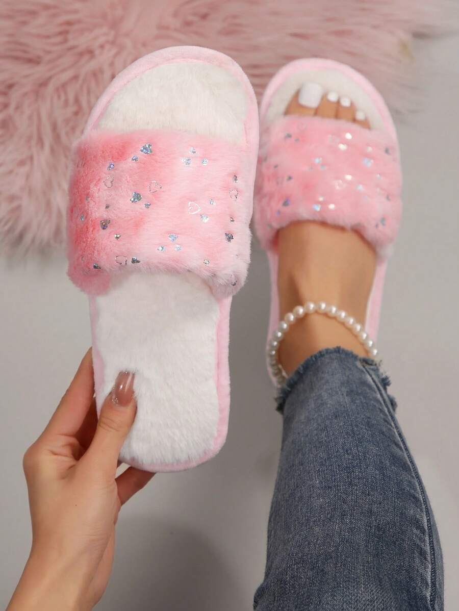 Cute Fluffy Indoor Slippers, Can Also Be Worn As Outdoor Slides | SHEIN USA