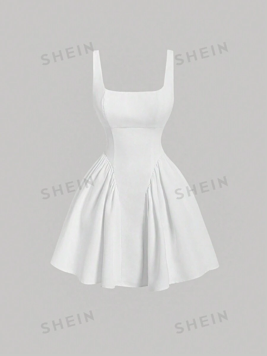 SHEIN MOD Vintage White Open Back Ladies' Dress | SHEIN UK