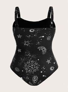 Swim Oasis Plus Size Summer Beach Star & Moon Pattern One Piece ...