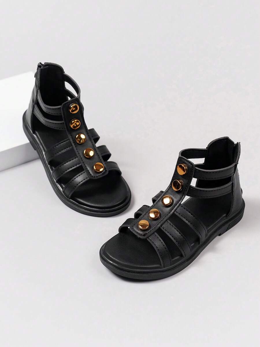 Girls' Black High Top Sandals With Rivets Decoration | SHEIN USA