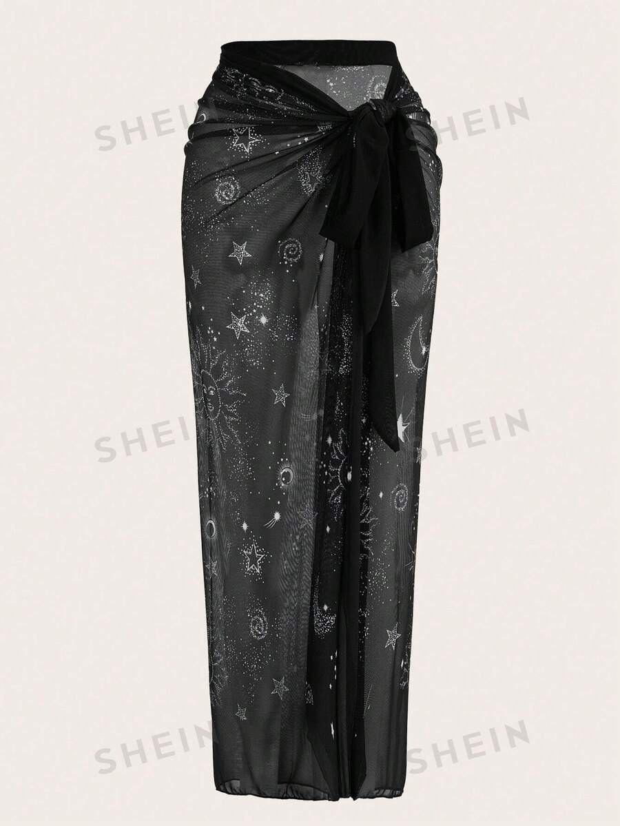 SHEIN Swim Oasis Plus Size Summer Beach Star & Moon Pattern One Piece ...