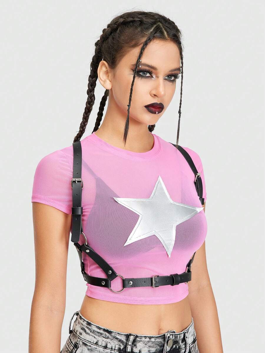 ROMWE Street Life 1pc Black Canvas Single Layer Woven Strap Suspenders ...