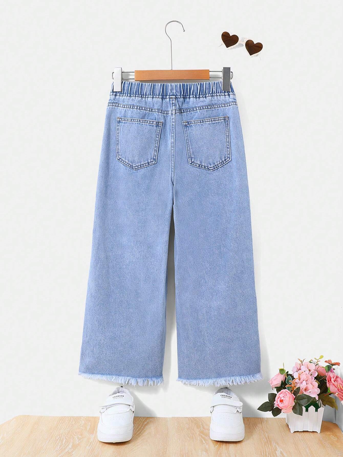 SHEIN Tween Girls Spring And Summer Boho Drawstring Waist Wide Leg ...