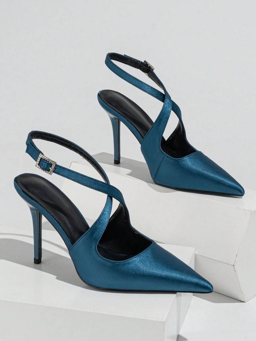 New Style Blue French-Style Thin Heel Pointed Toe Ladies High-Heeled ...
