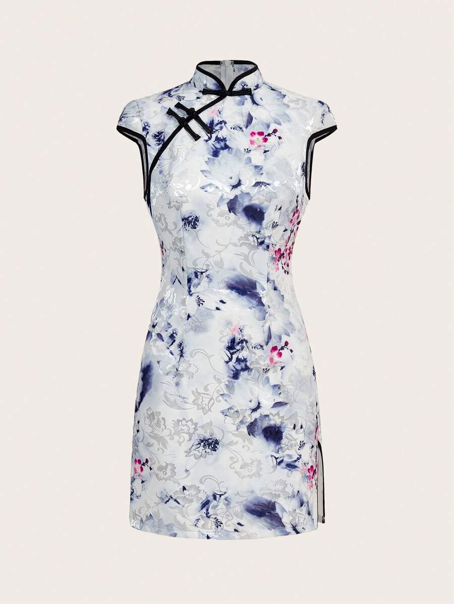SHEIN Unity Women's Cheongsam Dress With Floral Print And Traditional ...