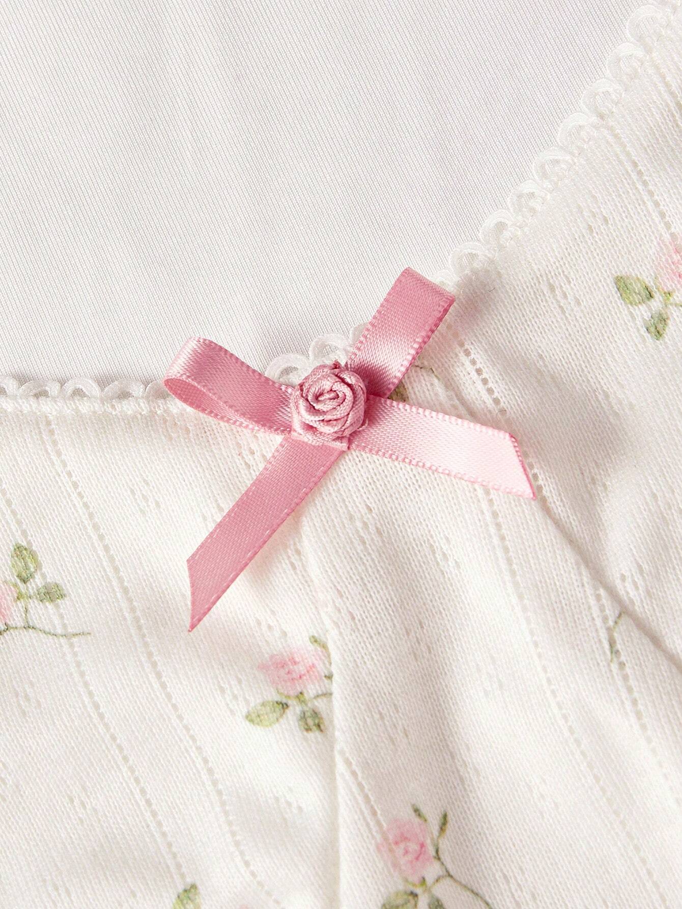 SHEINNeu Coquette Kawaii Sweet Ballet Pink Bow Small Flora Summer Women ...