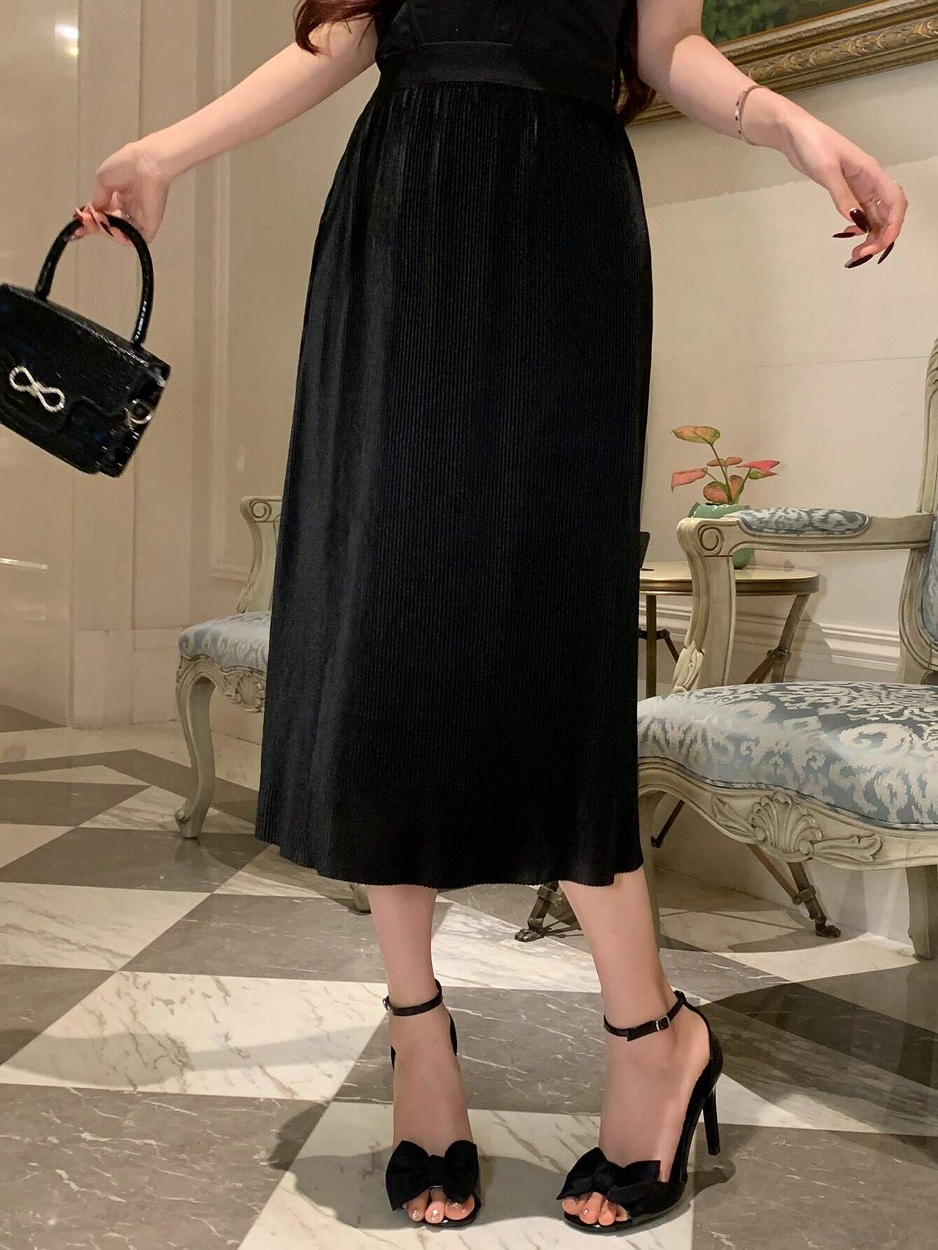 Dazy Designer Women's Textured Black Party Skirt With Design Sense ...