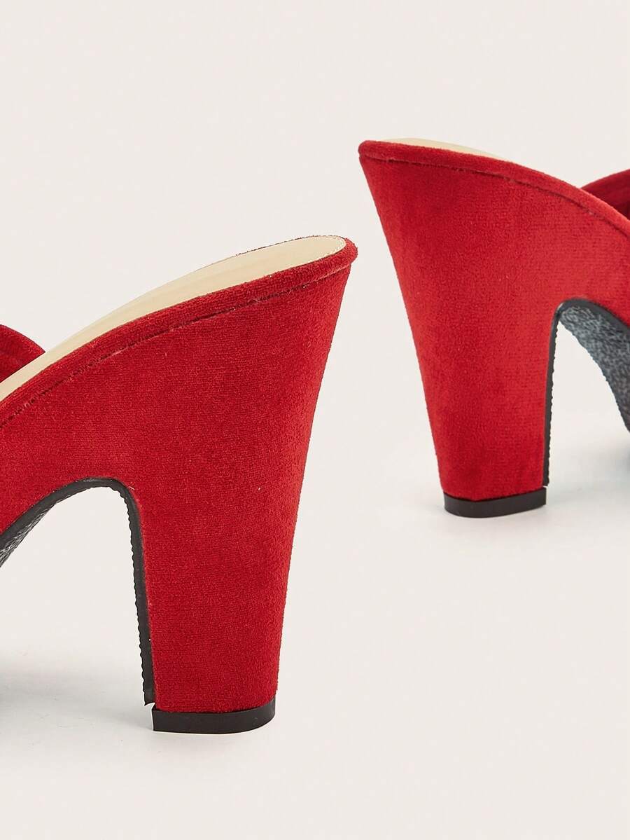 Red Faux Suede Braided Platform Chunky Heel Women's Fashion High Heel ...