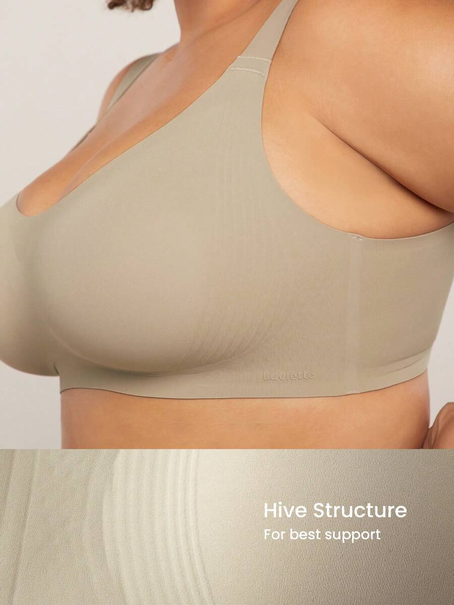 LUVLETTE Plus Dream Curve 2ndSkin Wireless Full Coverage Seamless Side Support Lounge Bra ...