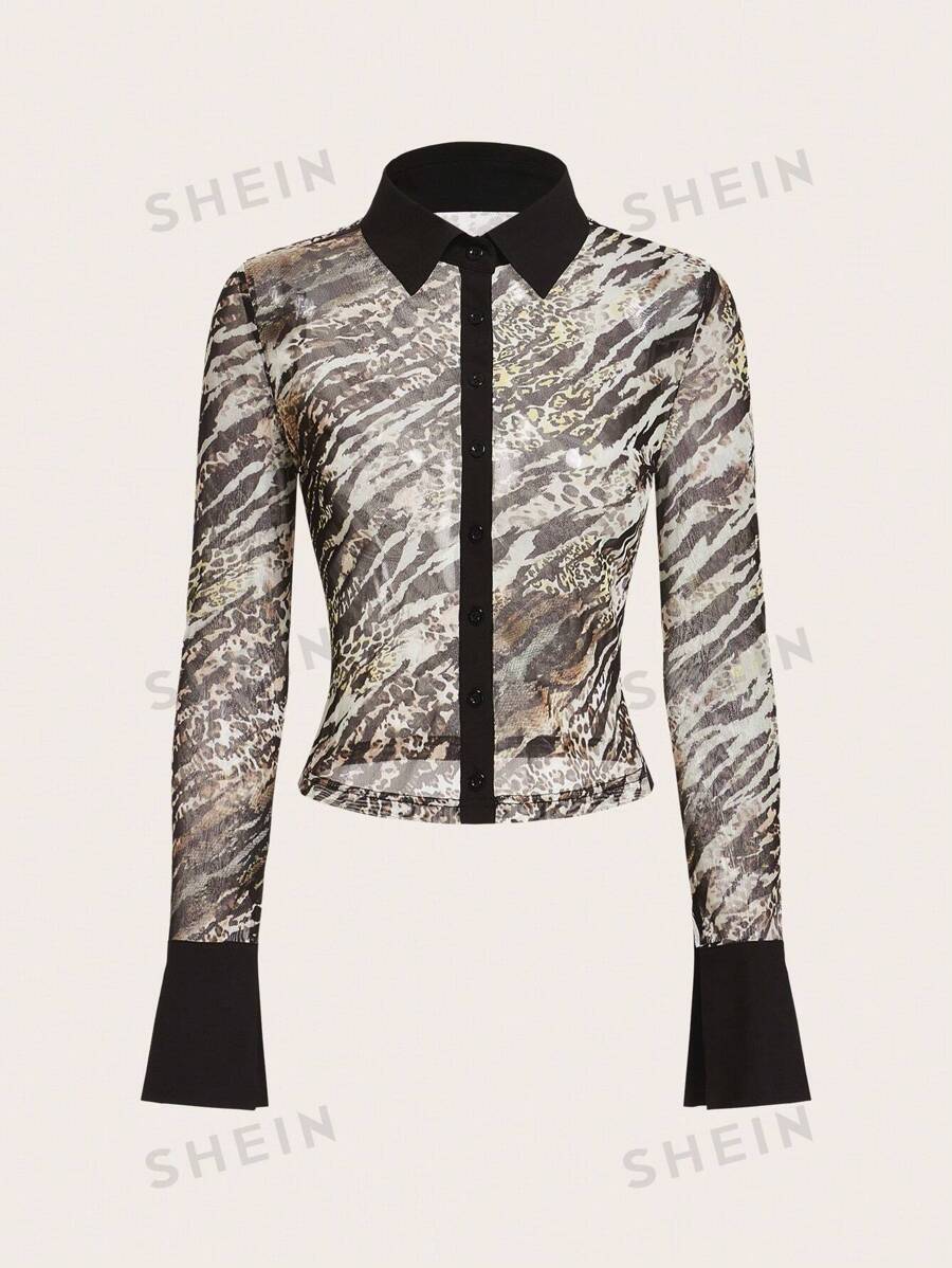 SHEIN ICON Y2k Summer Music Festival Vintage Slim Fit Shirt With Animal ...