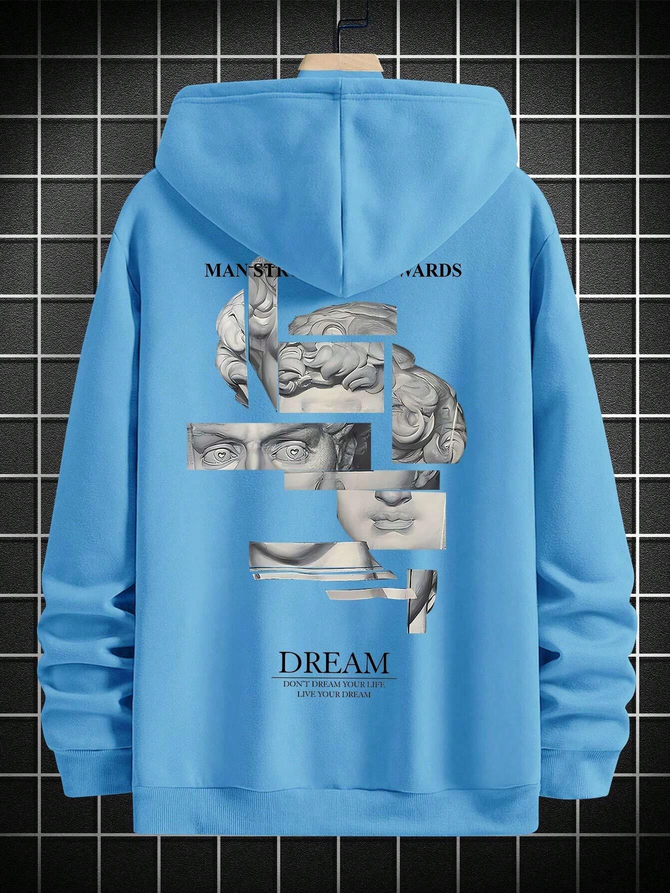 Manfinity EMRG Loose Fit Men's Letter & Figure Printed Hoodie With Drop ...