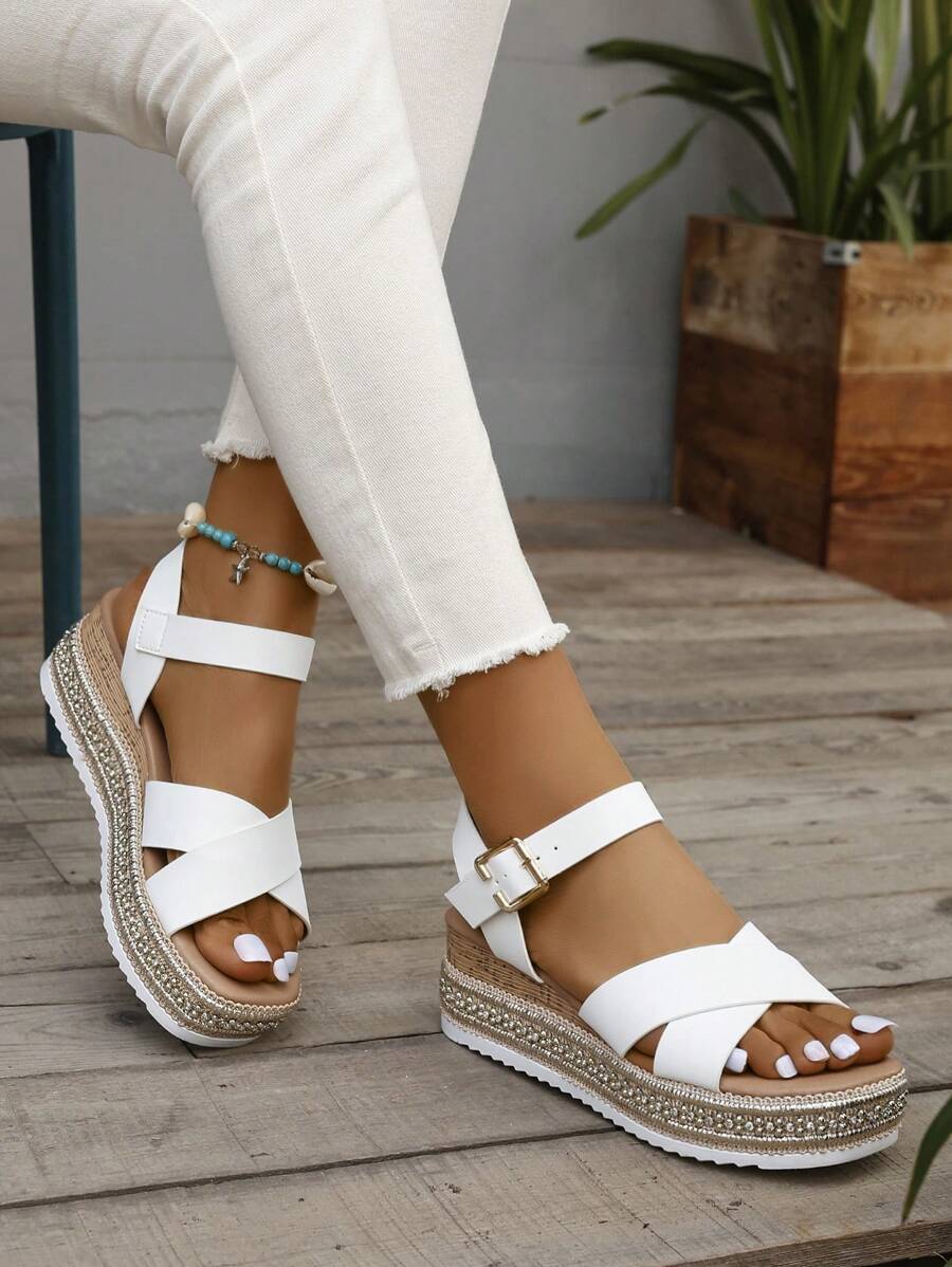 Women's Sandals 2024 Spring Summer New Fashion Retro Wedge Heel Thick ...