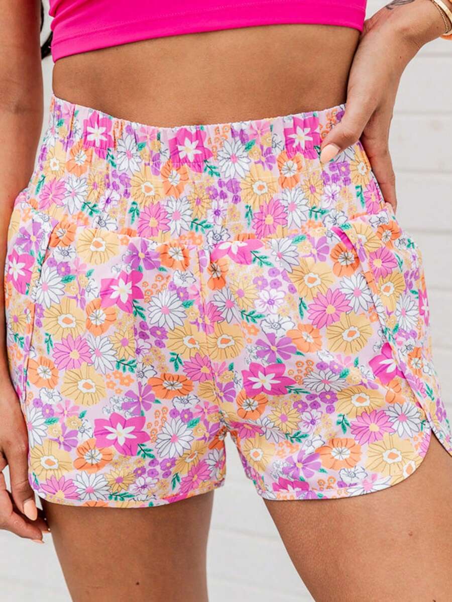 Women's Vacation Casual High Waist Ditsy Floral Shorts | SHEIN USA