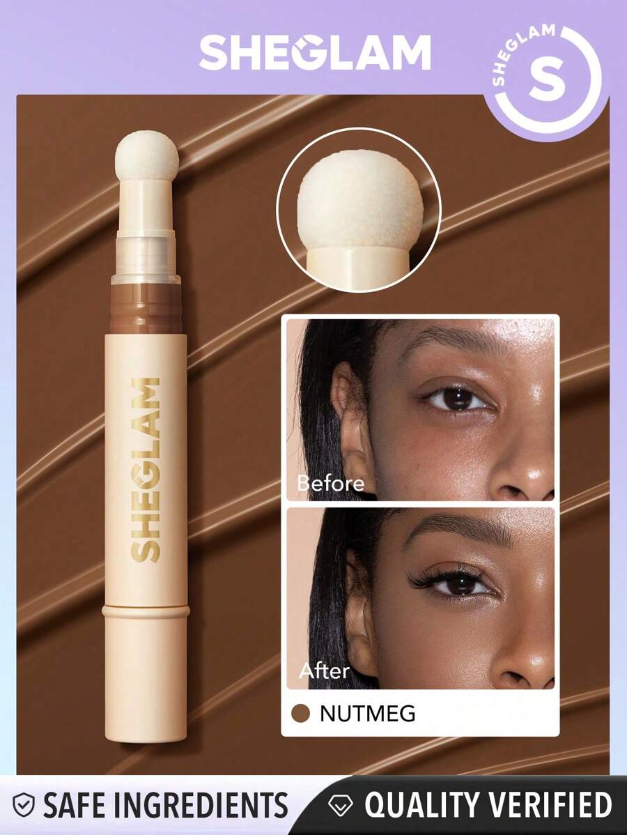 SHEGLAM Complexion Boost Concealer-Nutmeg Sponge-Head Applicator Matte ...