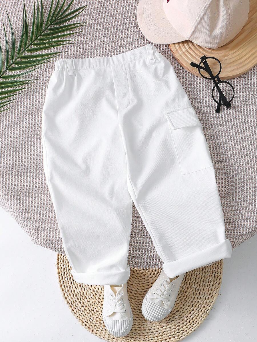 SHEIN Young Boys' Straight-Leg Cargo Pants With Pockets, Solid Color ...