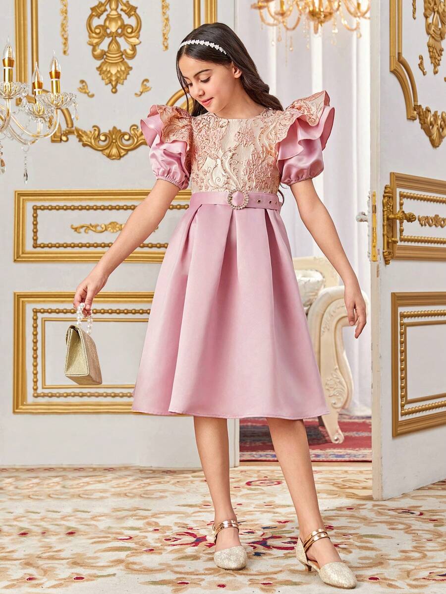 SHEIN Robe Midi Vintage Style Palais Pour Adolescentes, Col Rond ...