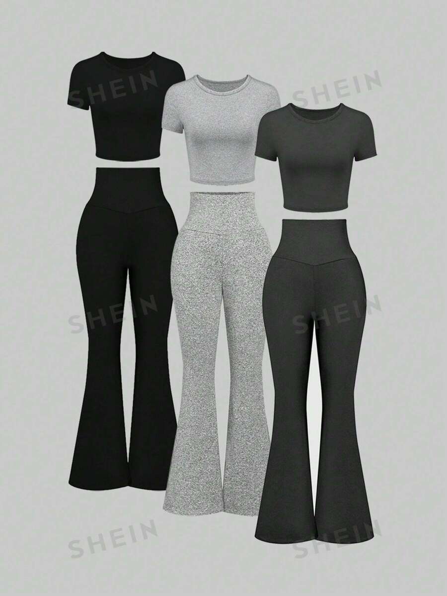 SHEIN EZwear 3pcs/Set Short Sleeve Round Neck T-Shirt With Adjustable ...