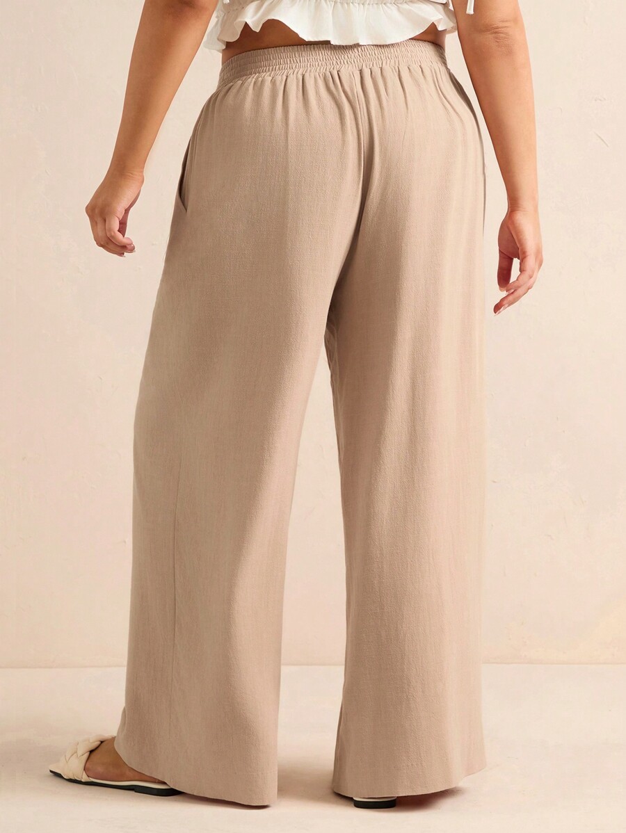 Forever 21 Plus Size Elastic Waist Wide Leg Pants With Slanted Pockets ...