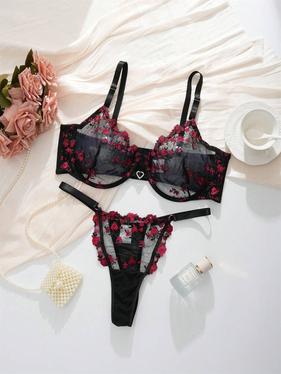 Women's Embroidered Sexy Lingerie Set | SHEIN USA