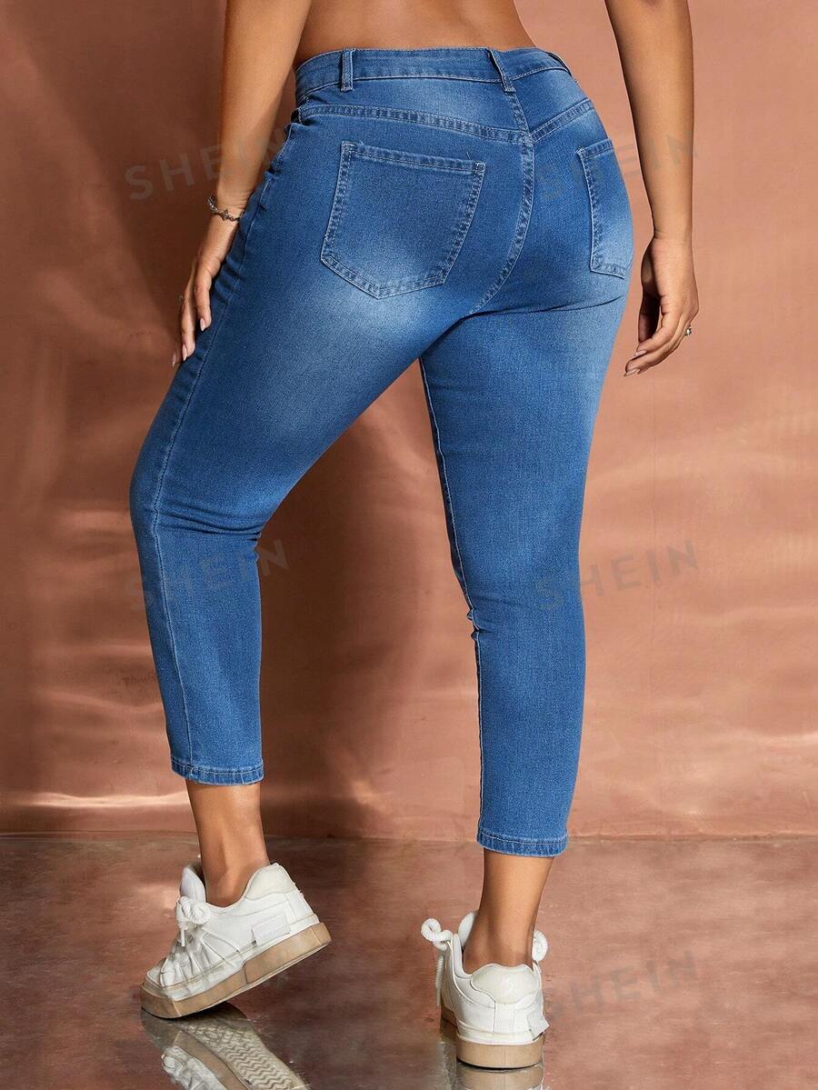 Water Wash Tight Fit Denim Jeans | SHEIN USA