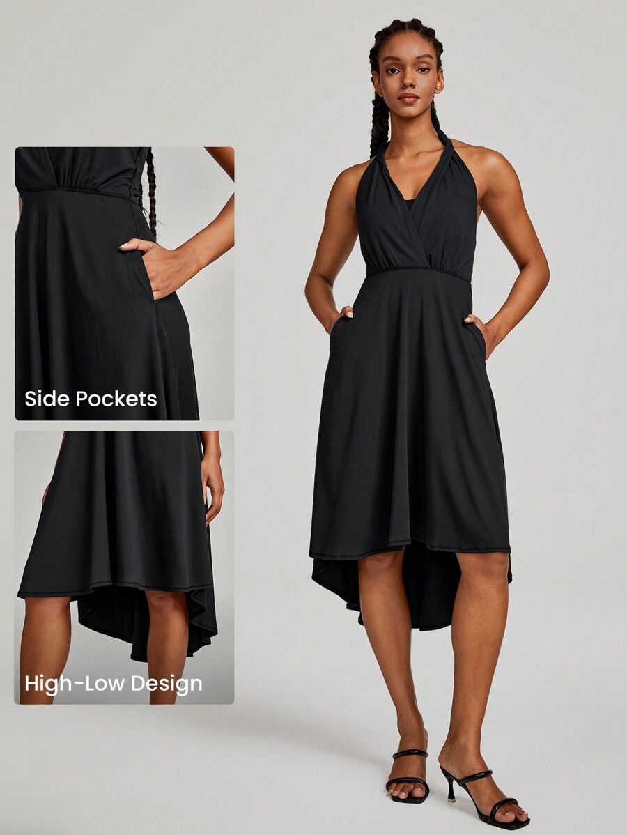 GLOWMODE Modal Infinity Dress Just Flow Pocket Ribbon High-Low Light ...