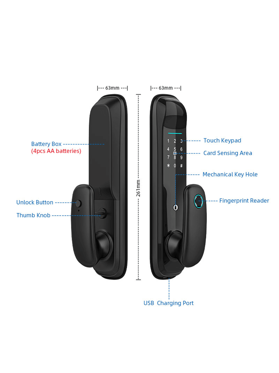 Wifi Tuya Door Lock Smart Lock,Fingerprint Door Lock Keyless Entry Door ...