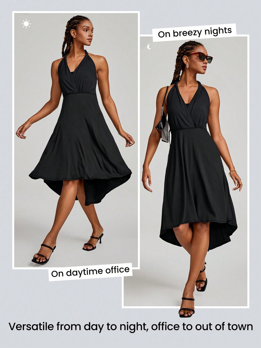 GLOWMODE Modal Infinity Dress Just Flow Pocket Ribbon High-Low Light ...