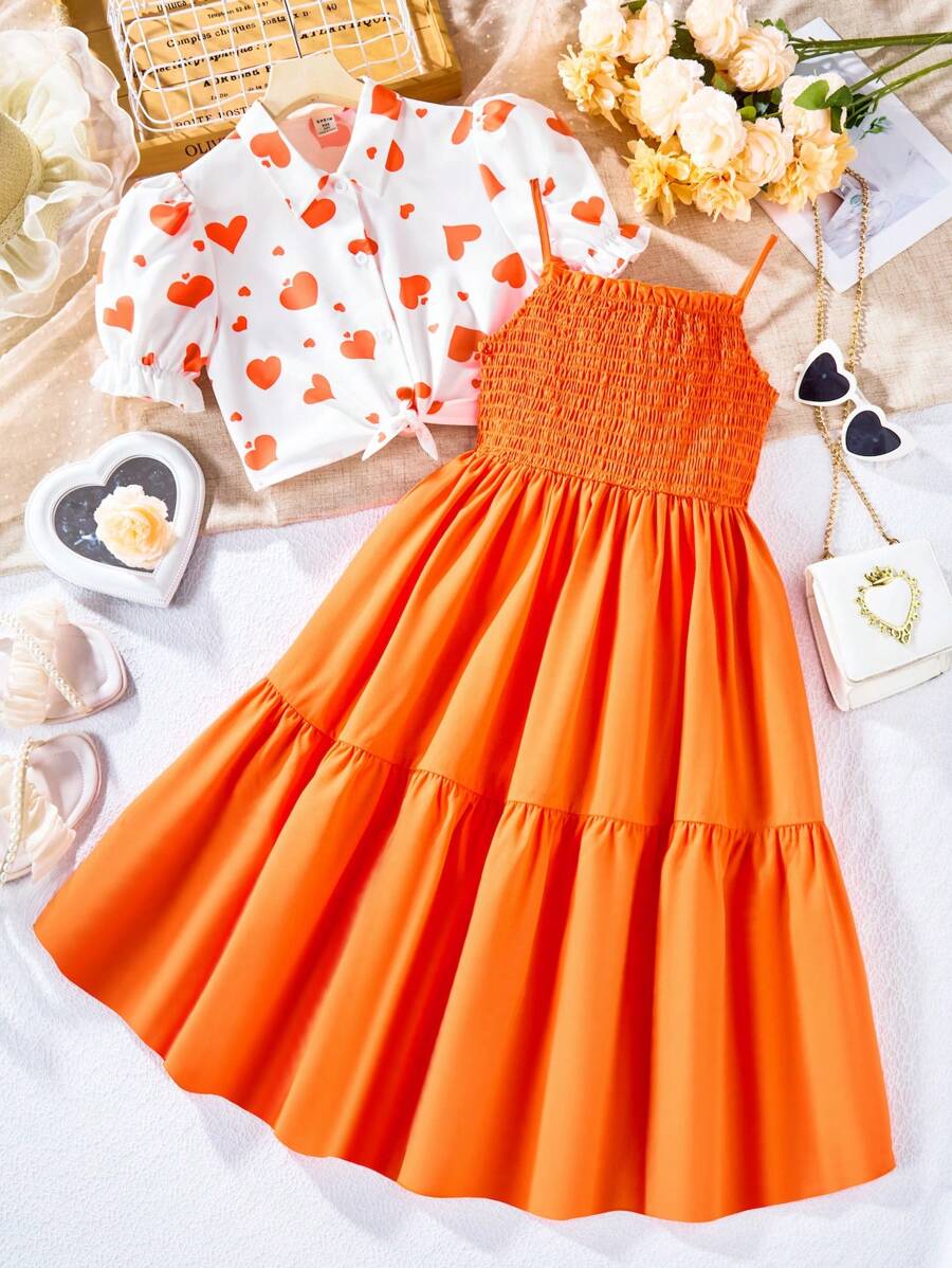 SHEIN Conjunto de 2 peças para garota pré-adolescente, composto de Top ...