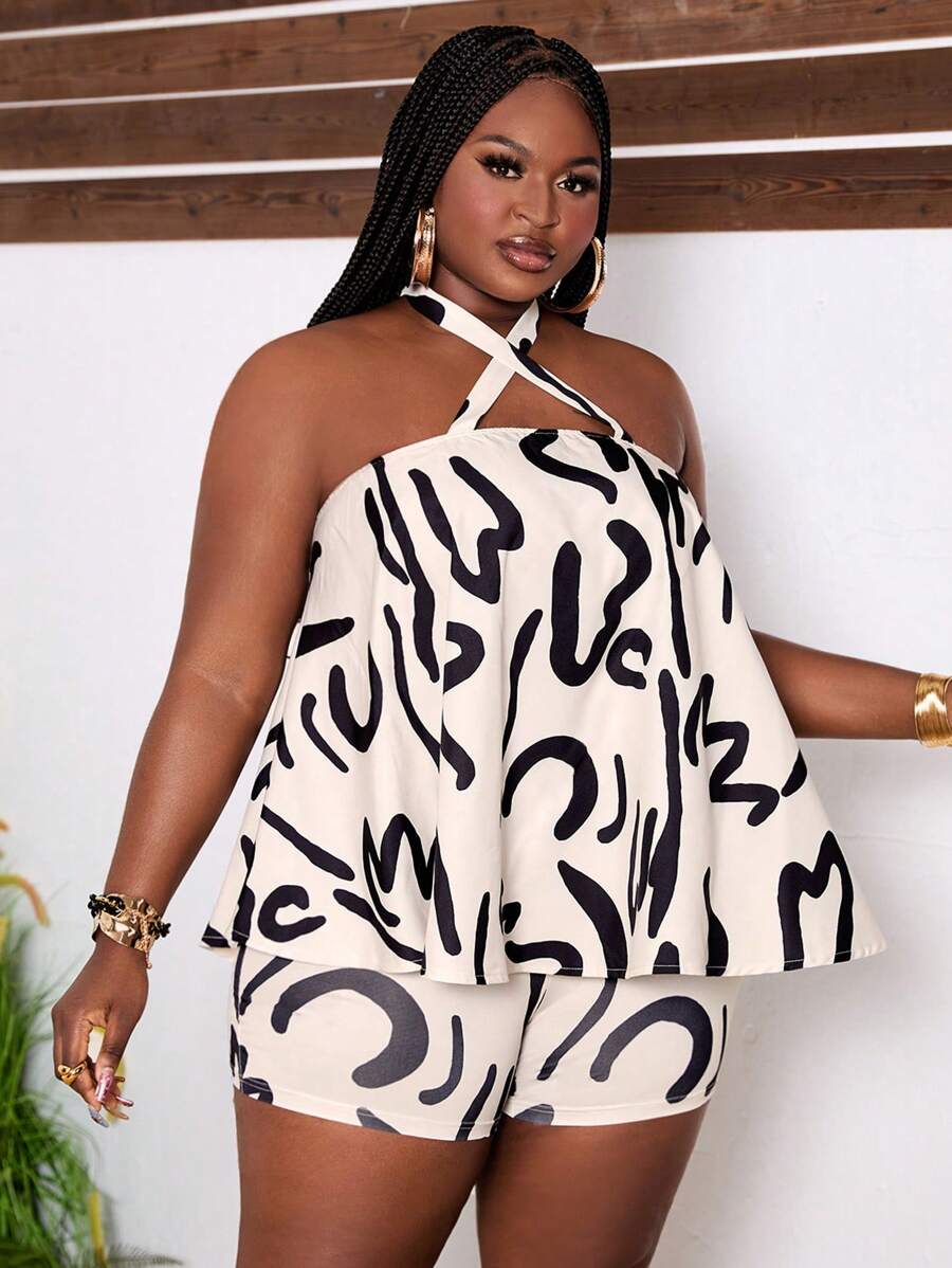 Slaydiva Plus Size Vacation Style Elegant And Casual Loose Cross Halter ...