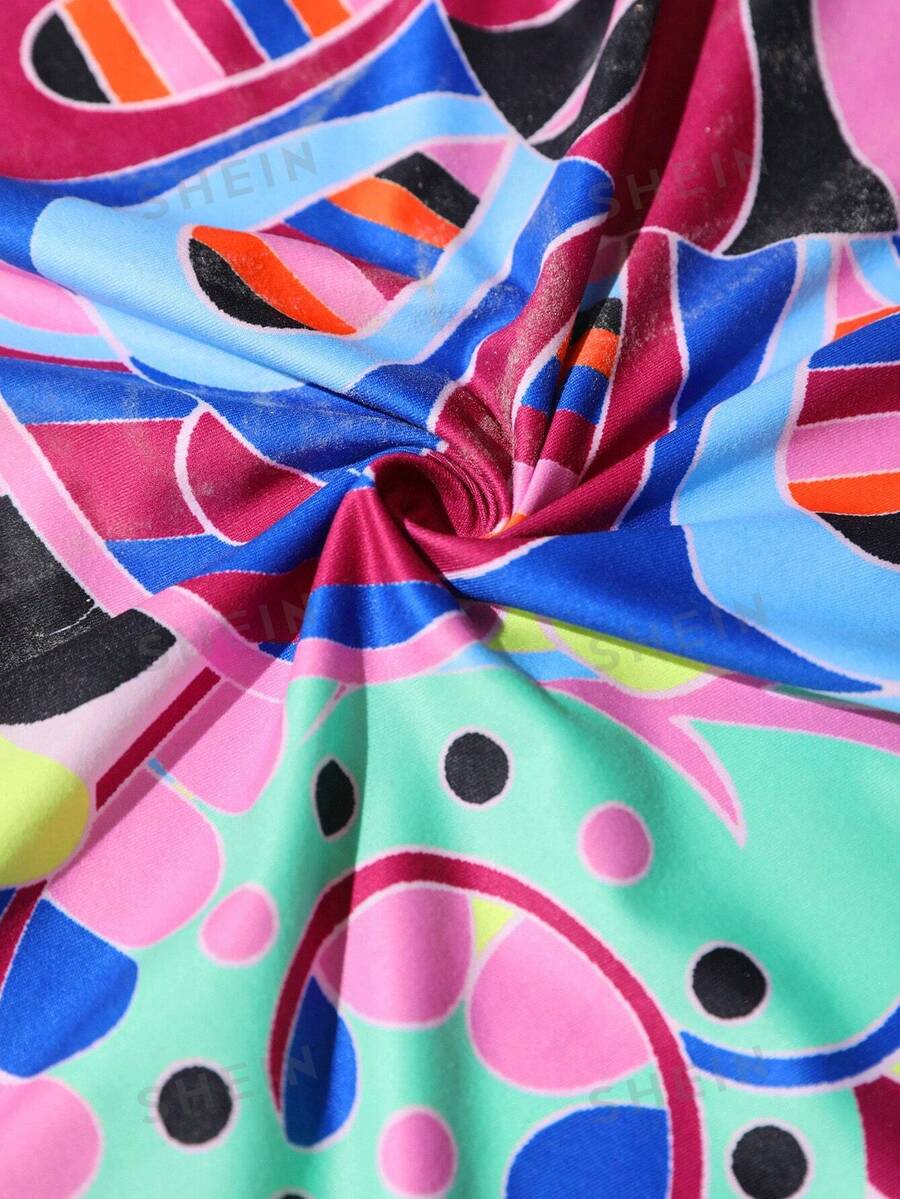 SHEIN Slayr Holiday Mid-Length Printed Tube Bodycon Dress With Random ...