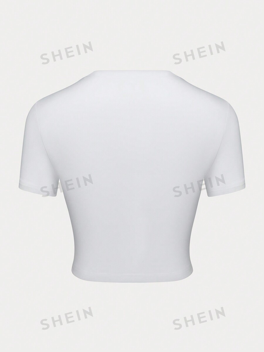 Shein Ezwear Y2k Cartoon And Slogan Cropped Womens T Shirt I Do Not