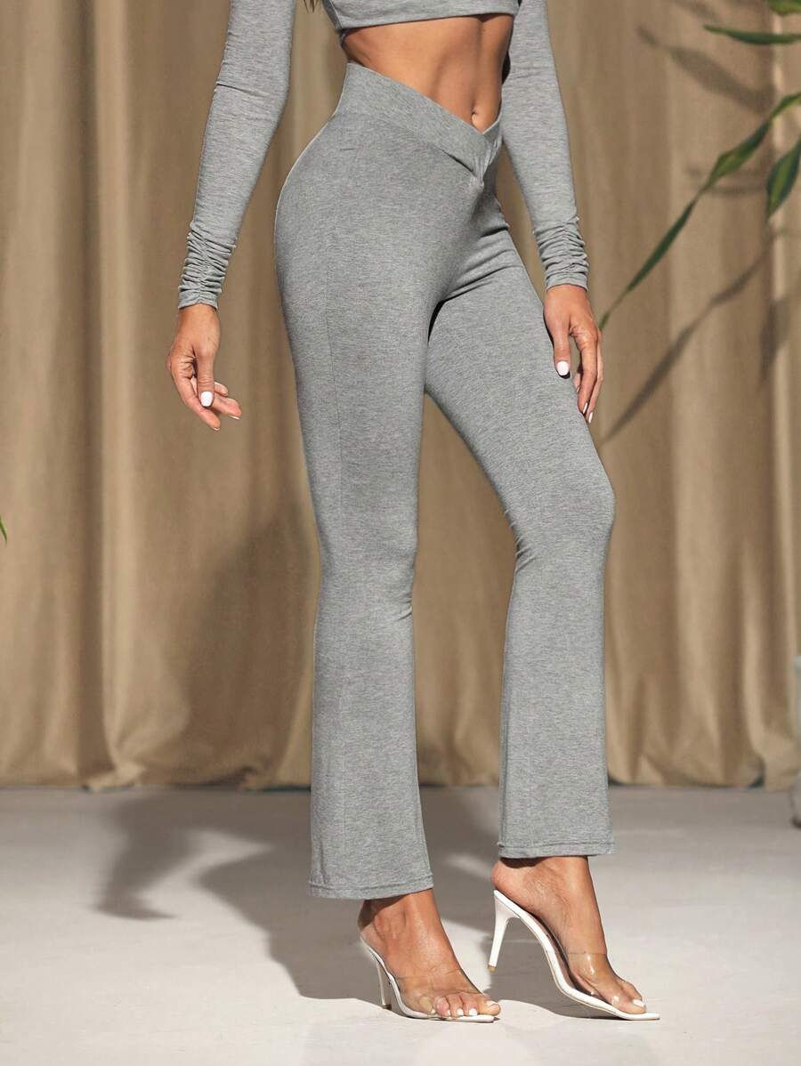 Danah Kim Designer V High Rise Flare Leg Leggings, For Summer, Holiday ...