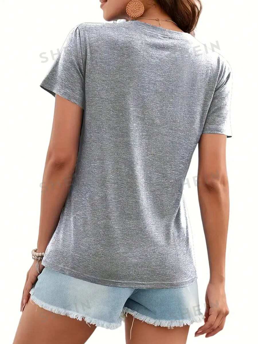 SHEIN LUNE Women's Dragonfly Print V-Neck Short-Sleeved T-Shirt | SHEIN USA