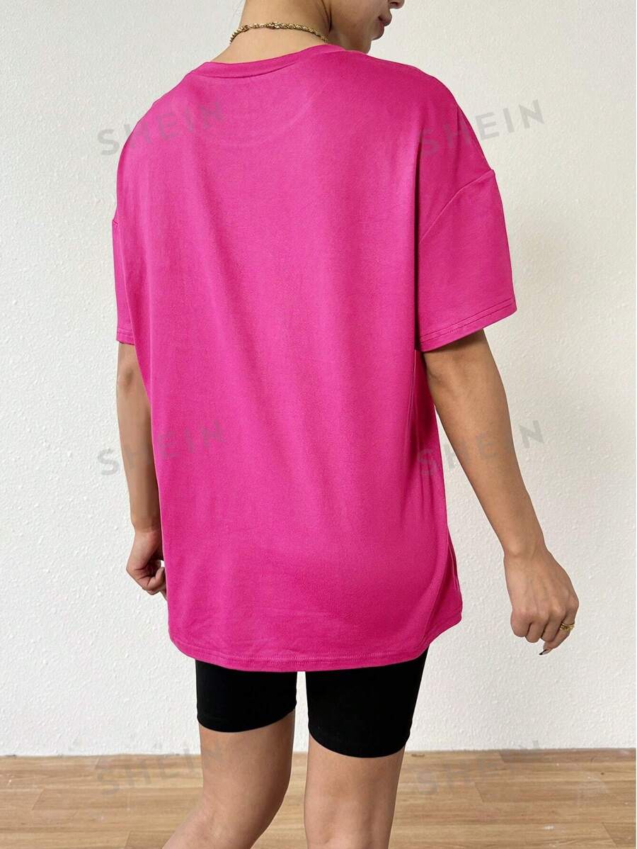 SHEIN Slayr Camiseta Floja De Hombros Caídos Para Mujer Con Impresión ...