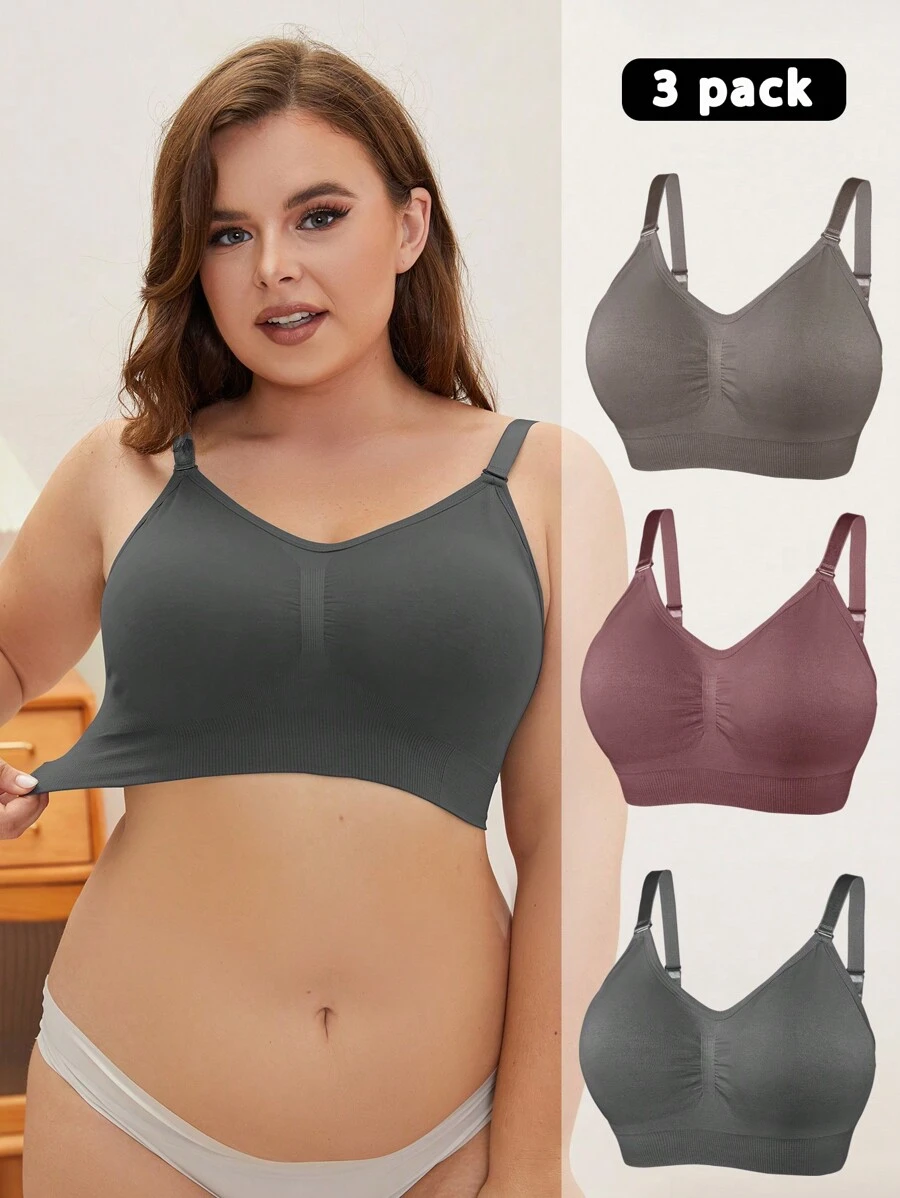 Plus Size Seamless Wireless Bra Set (3pcs) | SHEIN USA