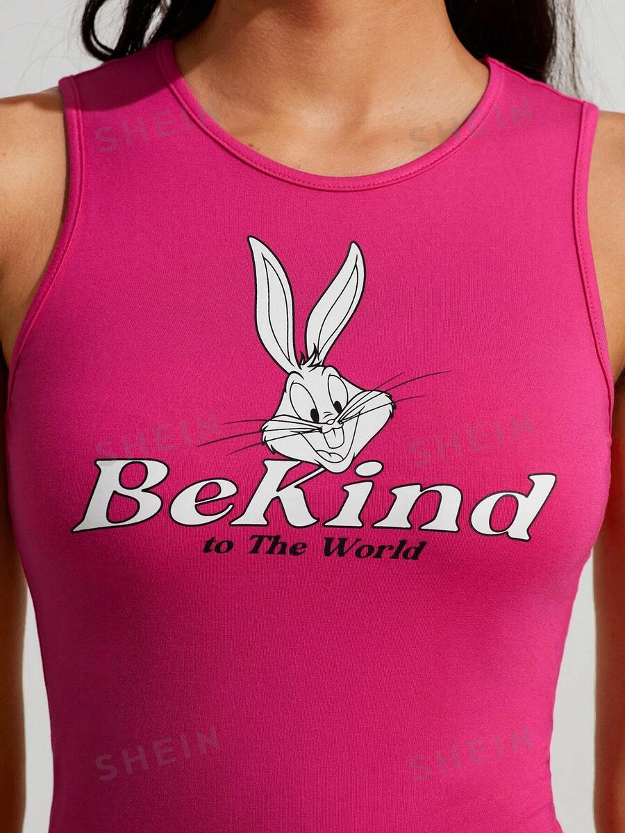 Warner Bros Earth Day X SHEIN Cartoon And Slogan Graphic Tank Dress ...