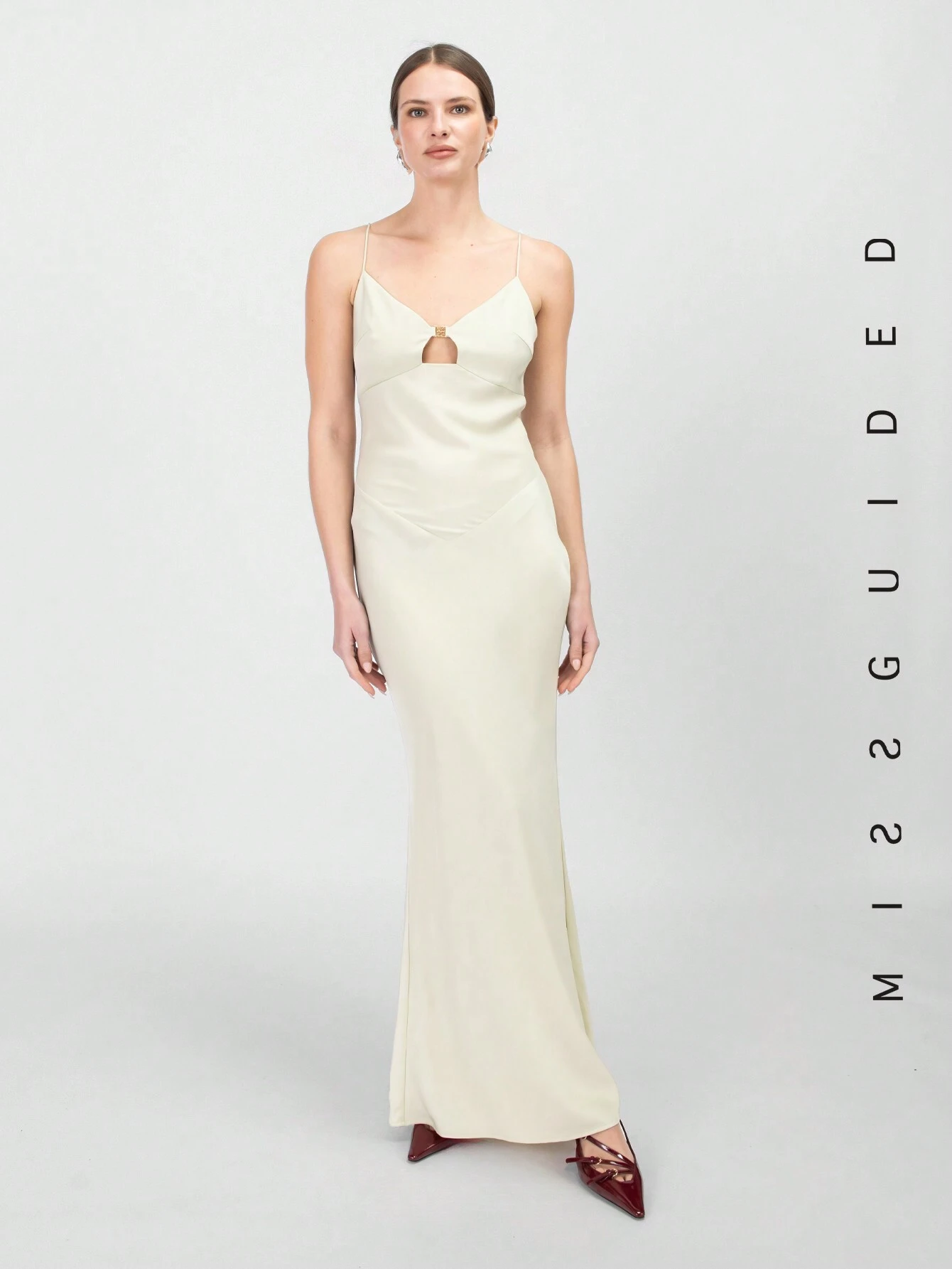 MISSGUIDED Satin Cut Out Detail Maxi Slip Dress | SHEIN USA