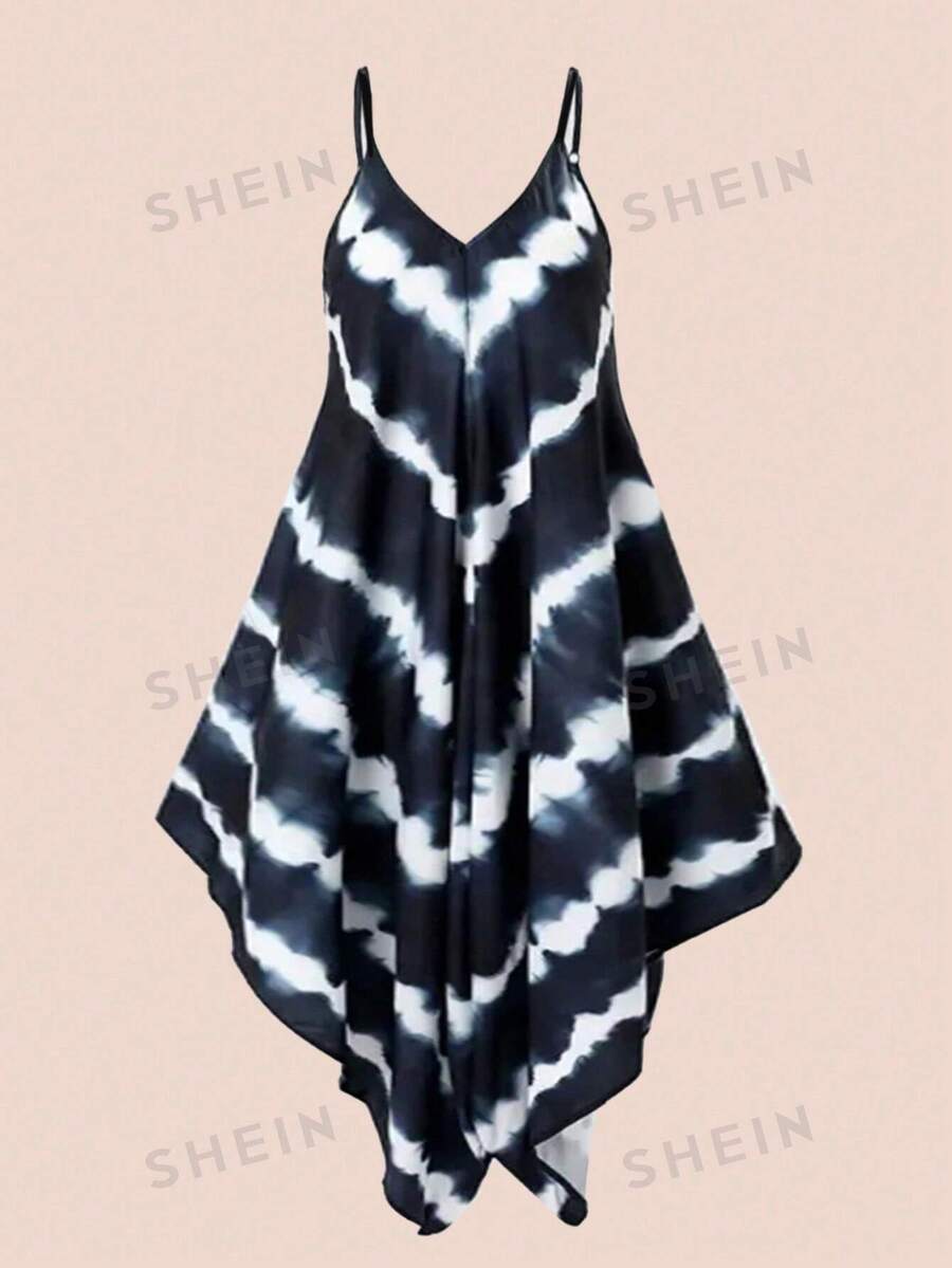 SHEIN LUNE Plus Size Tie-Dyed Printed Spaghetti Strap Dress | SHEIN UK