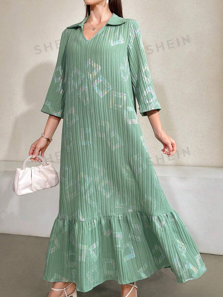 SHEIN Najma Robe arabe à col à 3 plis 3D mode pour femmes | Mode en ligne | SHEIN FRANCE