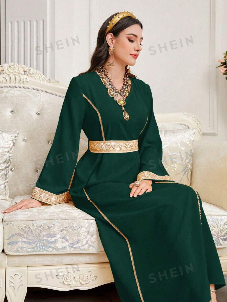 SHEIN Najma Vestido árabe bordado para damas | Moda de Mujer | SHEIN México