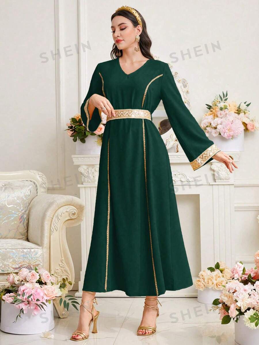 SHEIN Najma Vestido árabe bordado para damas | Moda de Mujer | SHEIN México