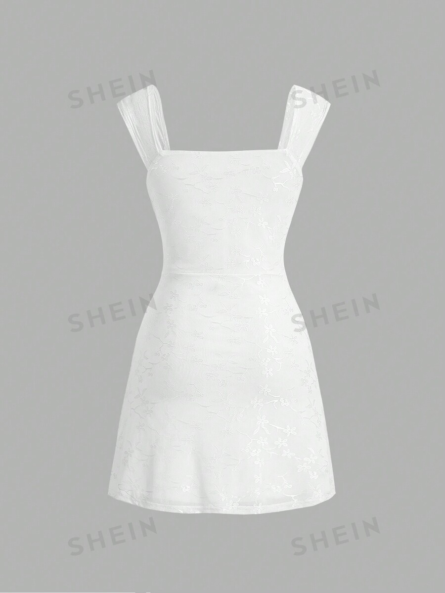 SHEIN MOD Lace Double Layered Material Drawstring Belted Dress | SHEIN USA