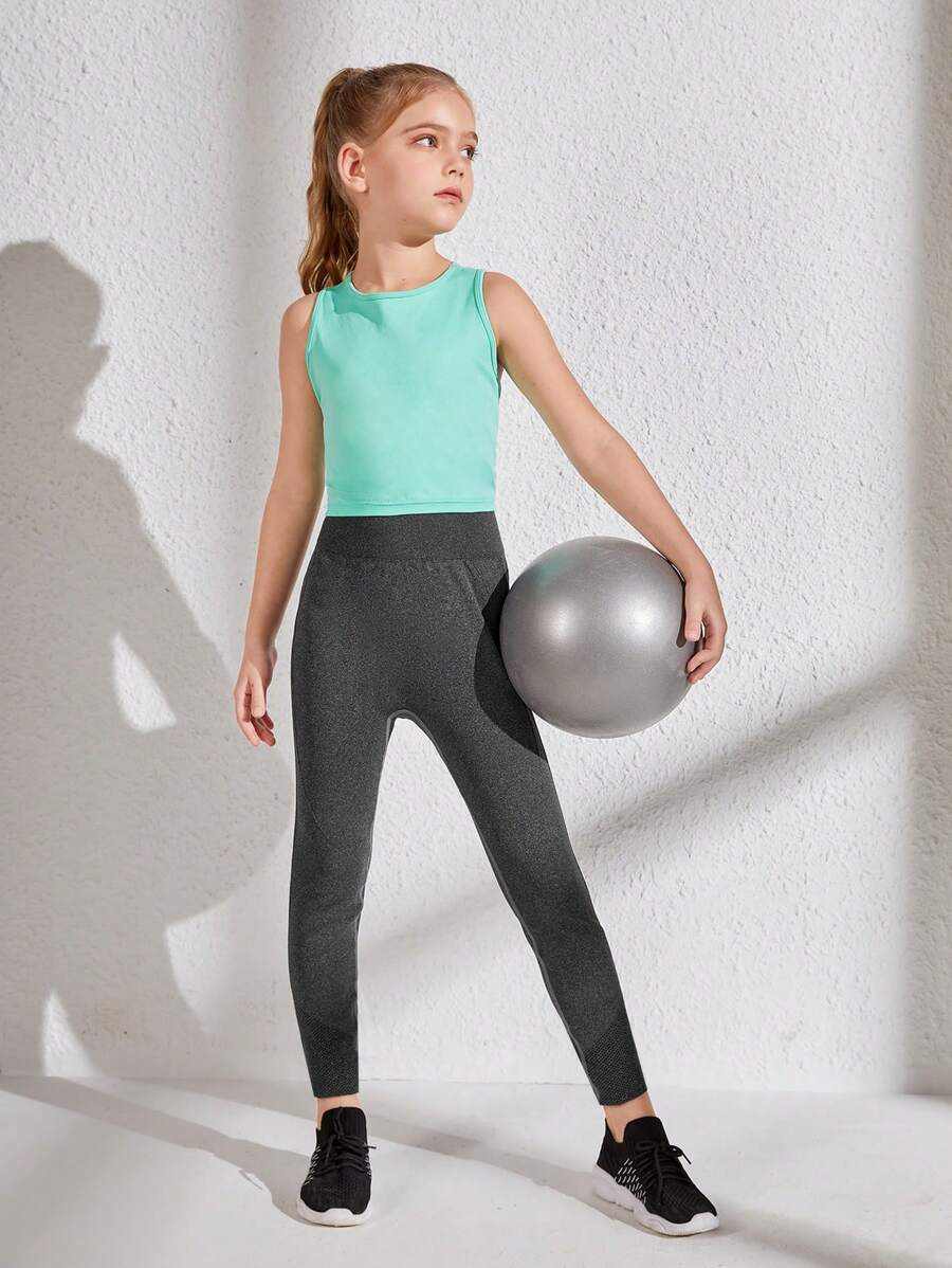 Tween Girls' Sport Fitness Deep Gray Peach Hip Outdoor Workout Long ...
