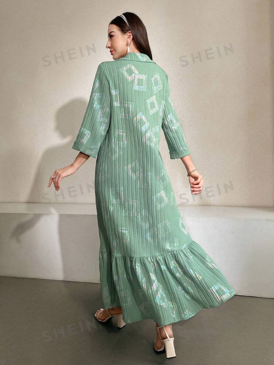 SHEIN Najma Robe arabe à col à 3 plis 3D mode pour femmes | Mode en ligne | SHEIN FRANCE